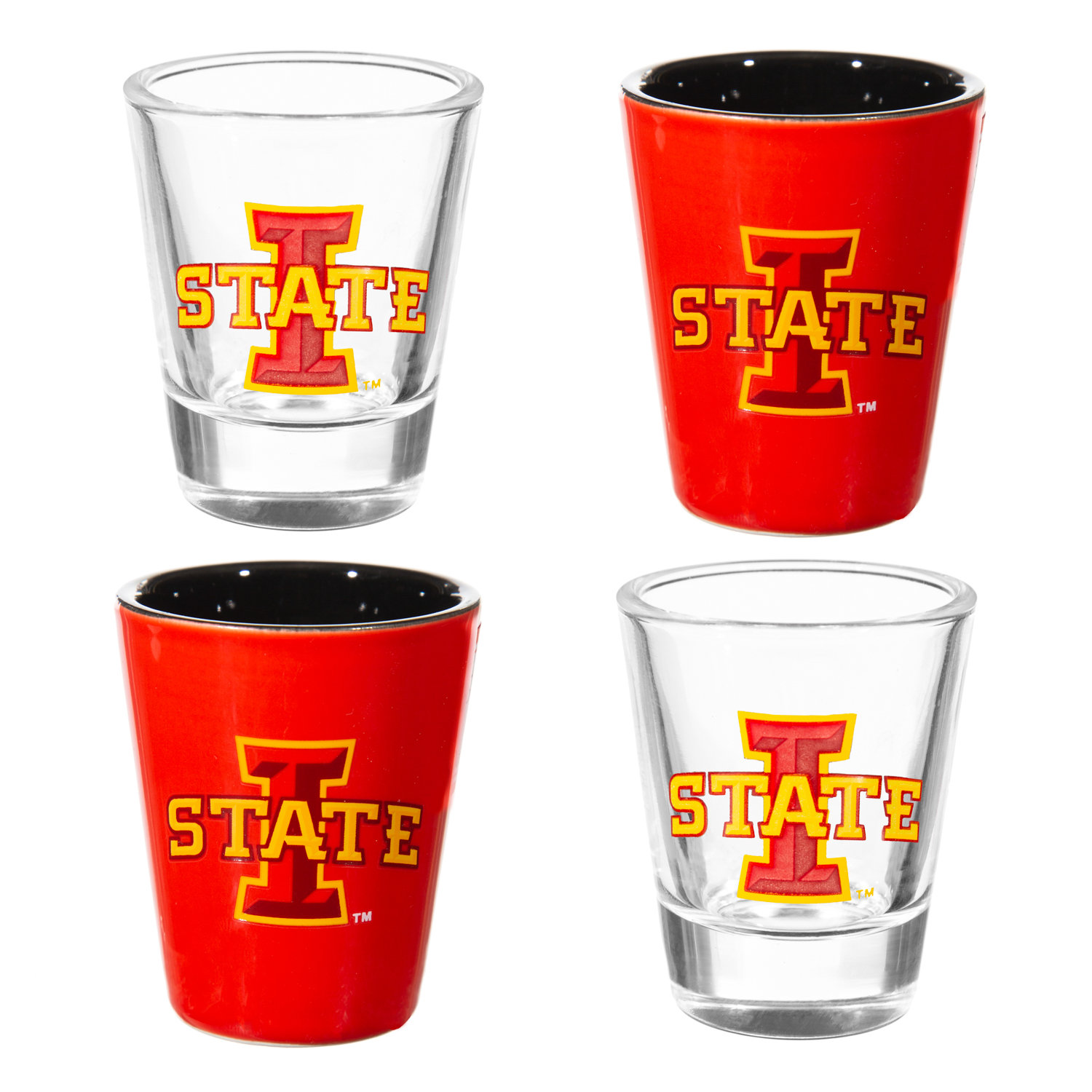 Evergreen Enterprises, Inc 4-Piece Ceramic and Glass 2oz. Cup Set, Iowa ...