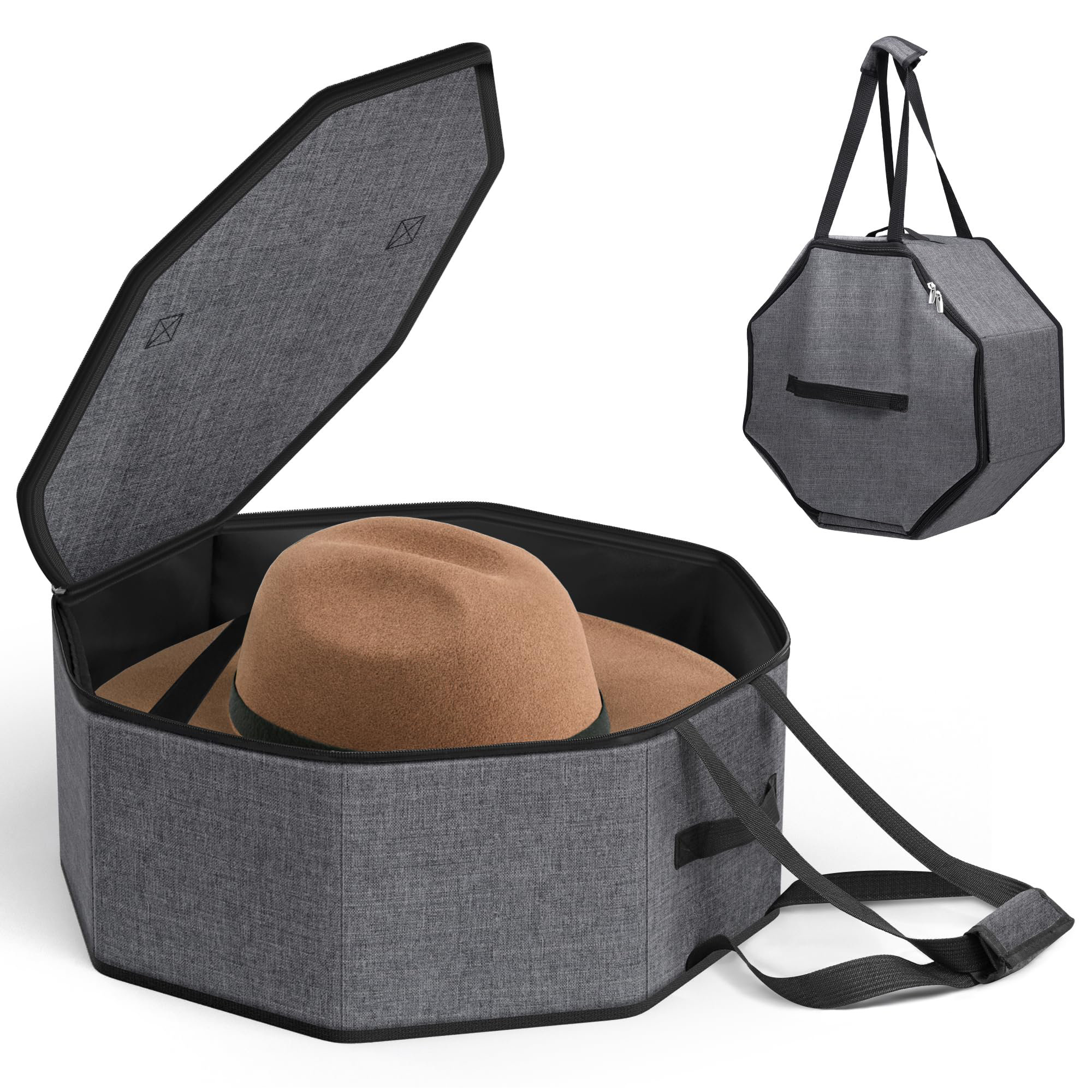 Rebrilliant Large Hat Box Storage, Collapsible Cowboy Hat Travel Case ...