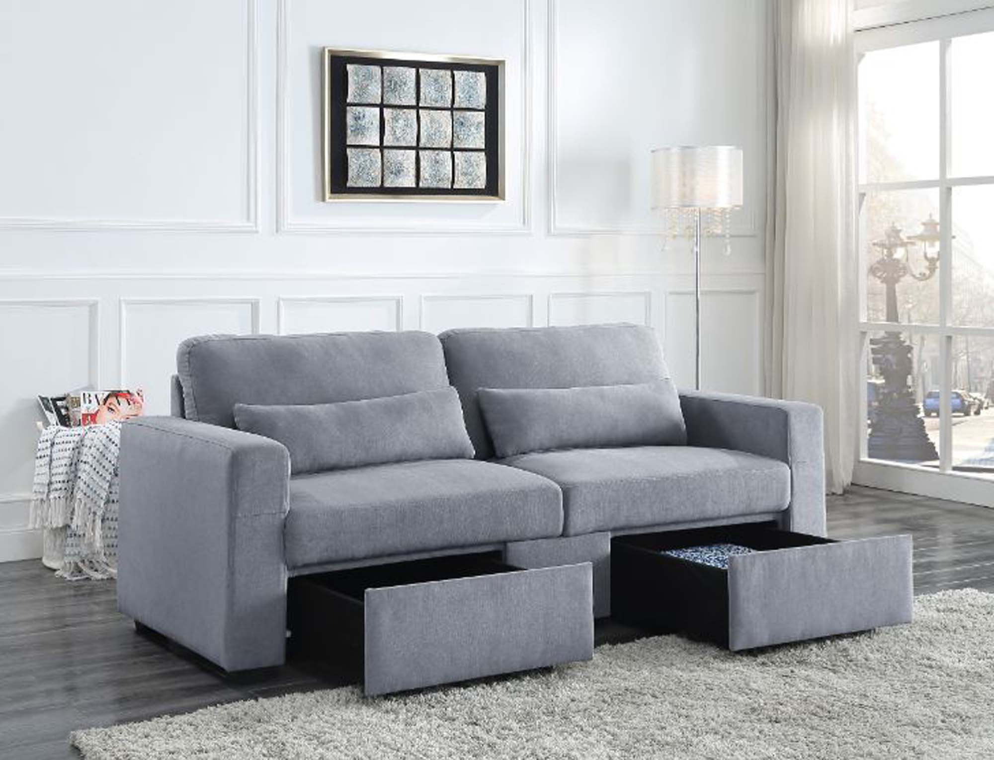 Latitude Run® Colson Sofa Gray Linen | Wayfair