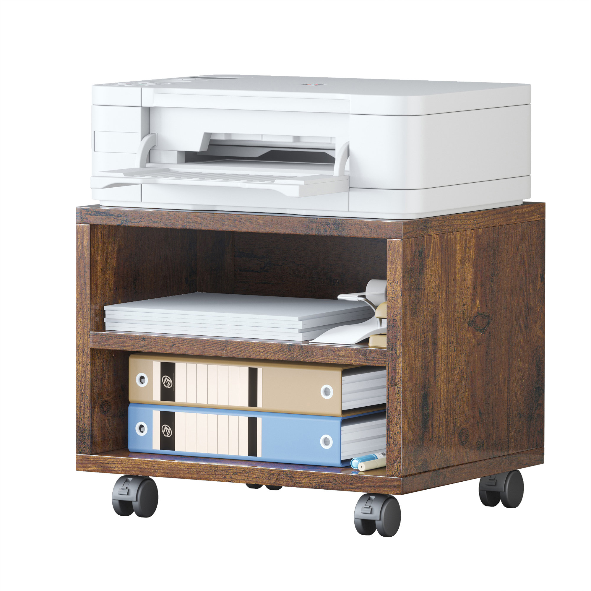 zhongpai 11.8'' H x 11.8'' W 2 - Cabinet Printer Stand with Wheels ...