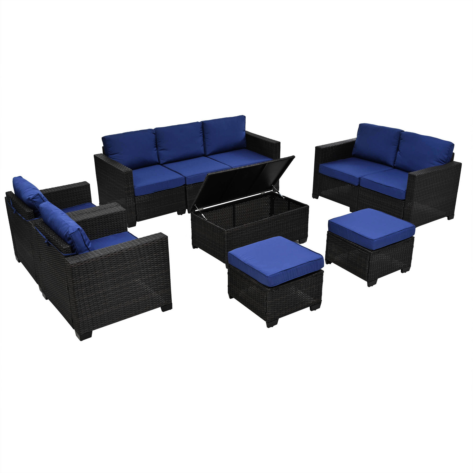 Latitude Run® Pe Outdoor - 10 Piece Sectional With Comfort Cushions ...