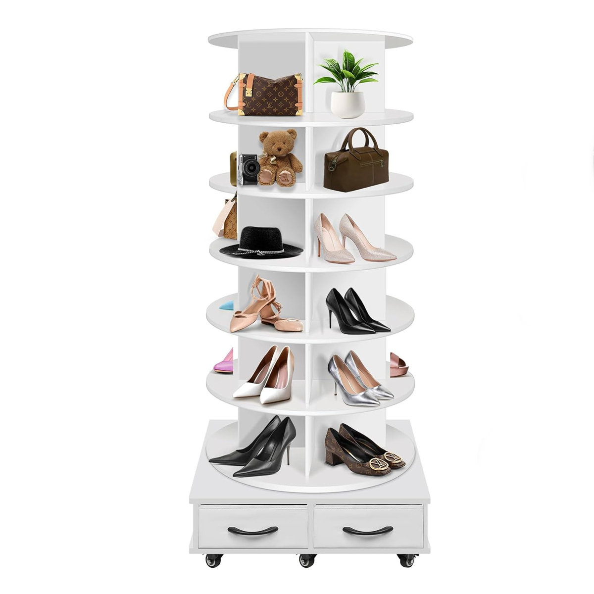 Hokku Designs 7 Tier Spinning Shoe Rack Display Lazy Susan Contains 2 ...