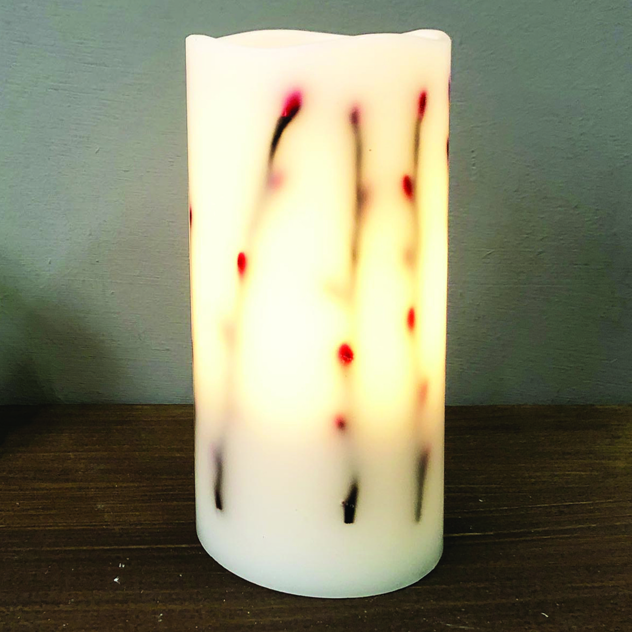 The Holiday Aisle® Berry and Twigs LED Pine Wood Scented Candle | Wayfair