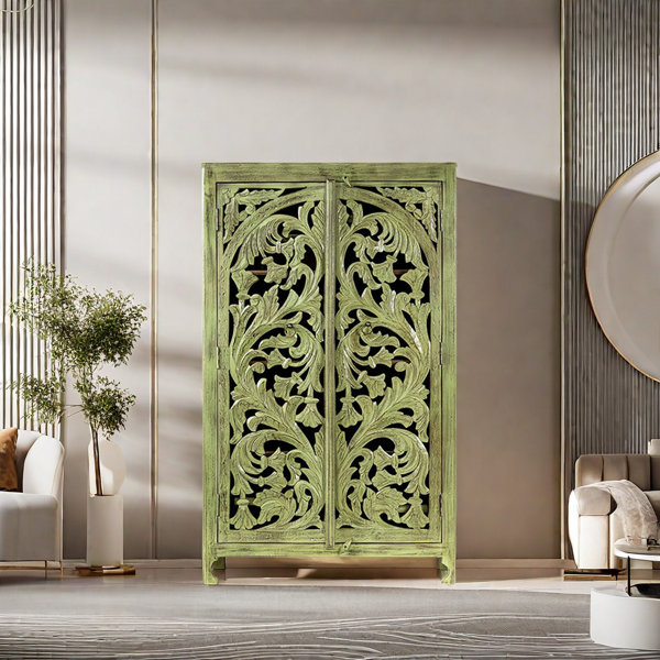 BEMA STONE LLC Vintage Style Carved Accent Cabinet | Wayfair