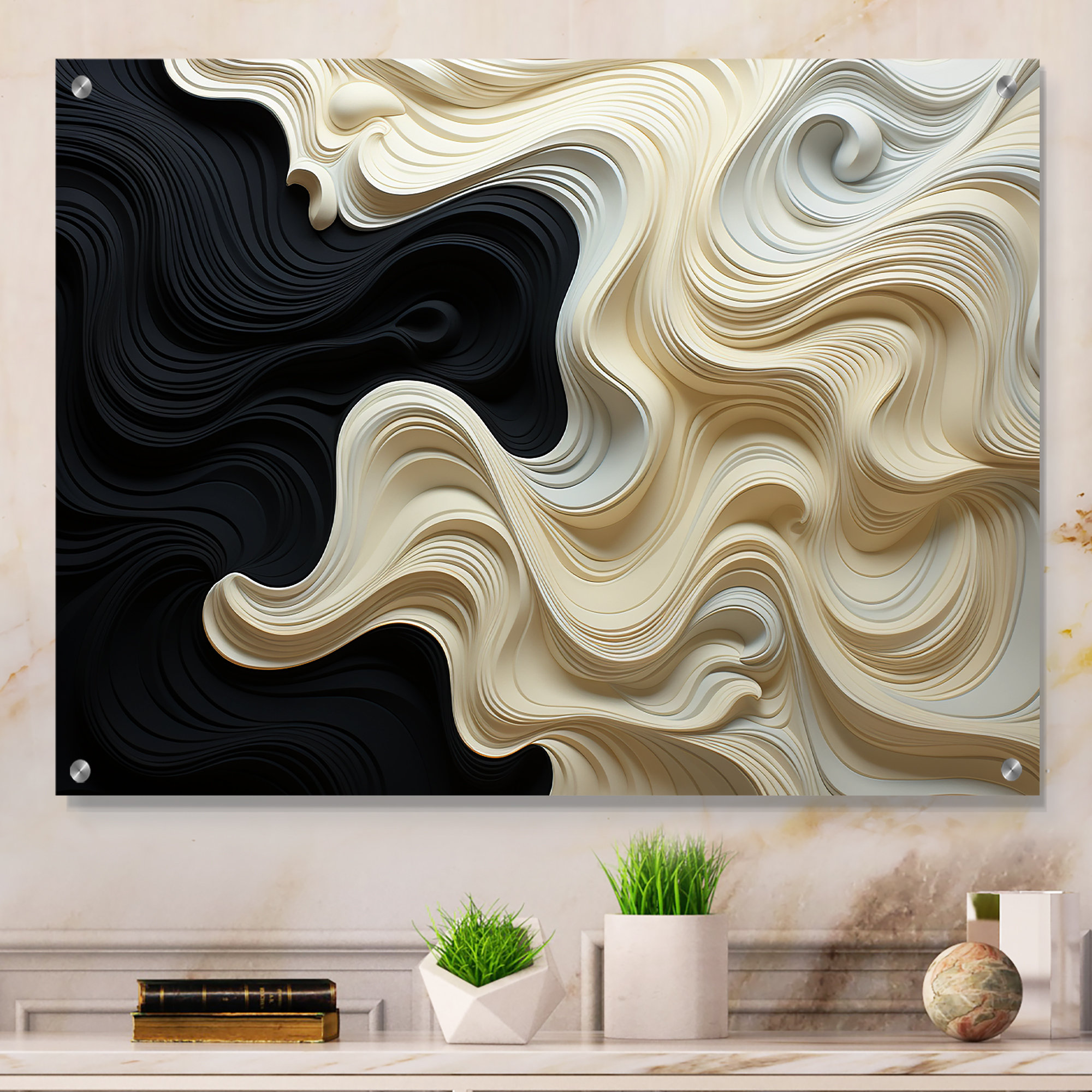 Design Art Black White Opt Art Contrasting Waves - Op Art Acrylic Wall ...