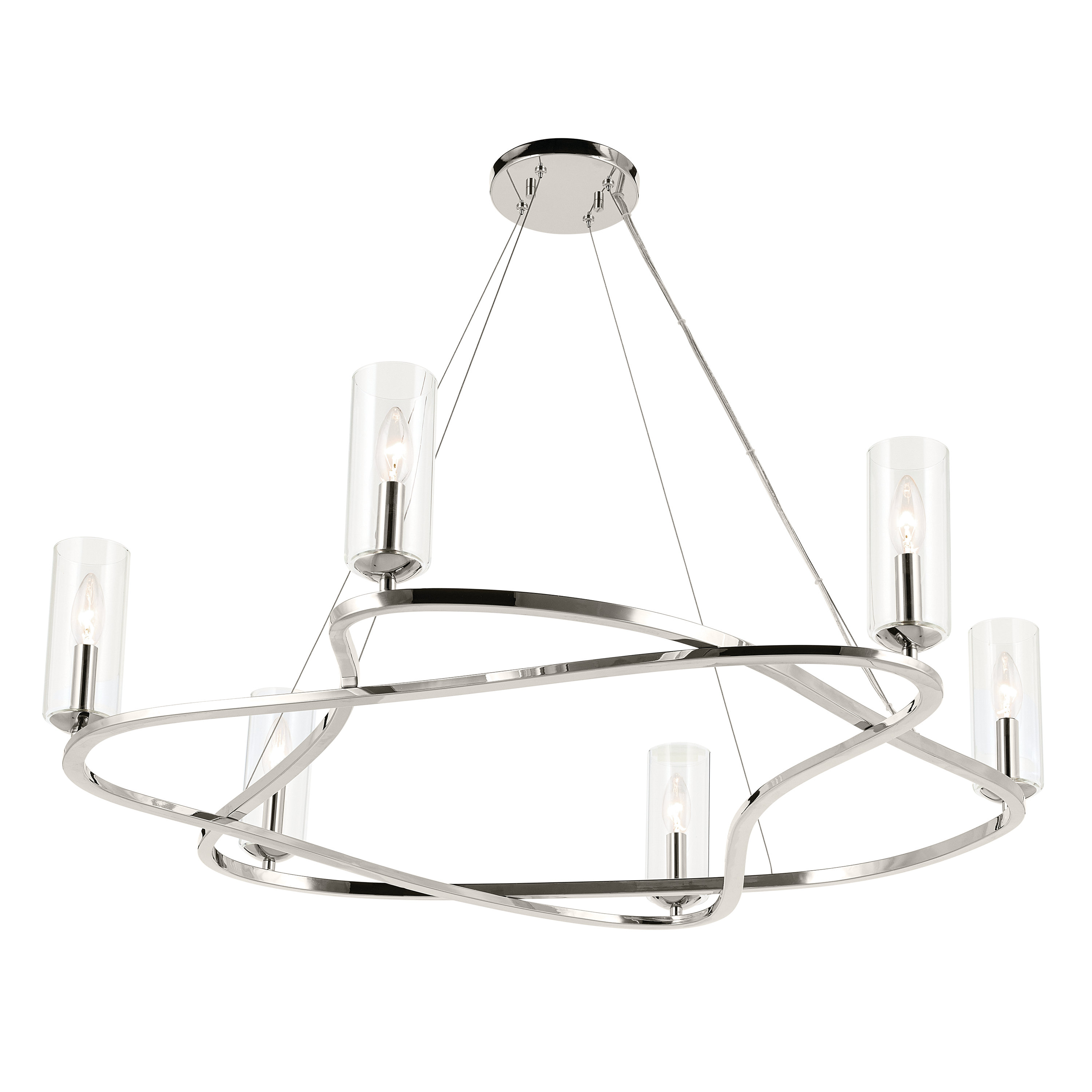 Kichler Lighting Curved Modern Chandelier with Clear Cylinder Glass ...