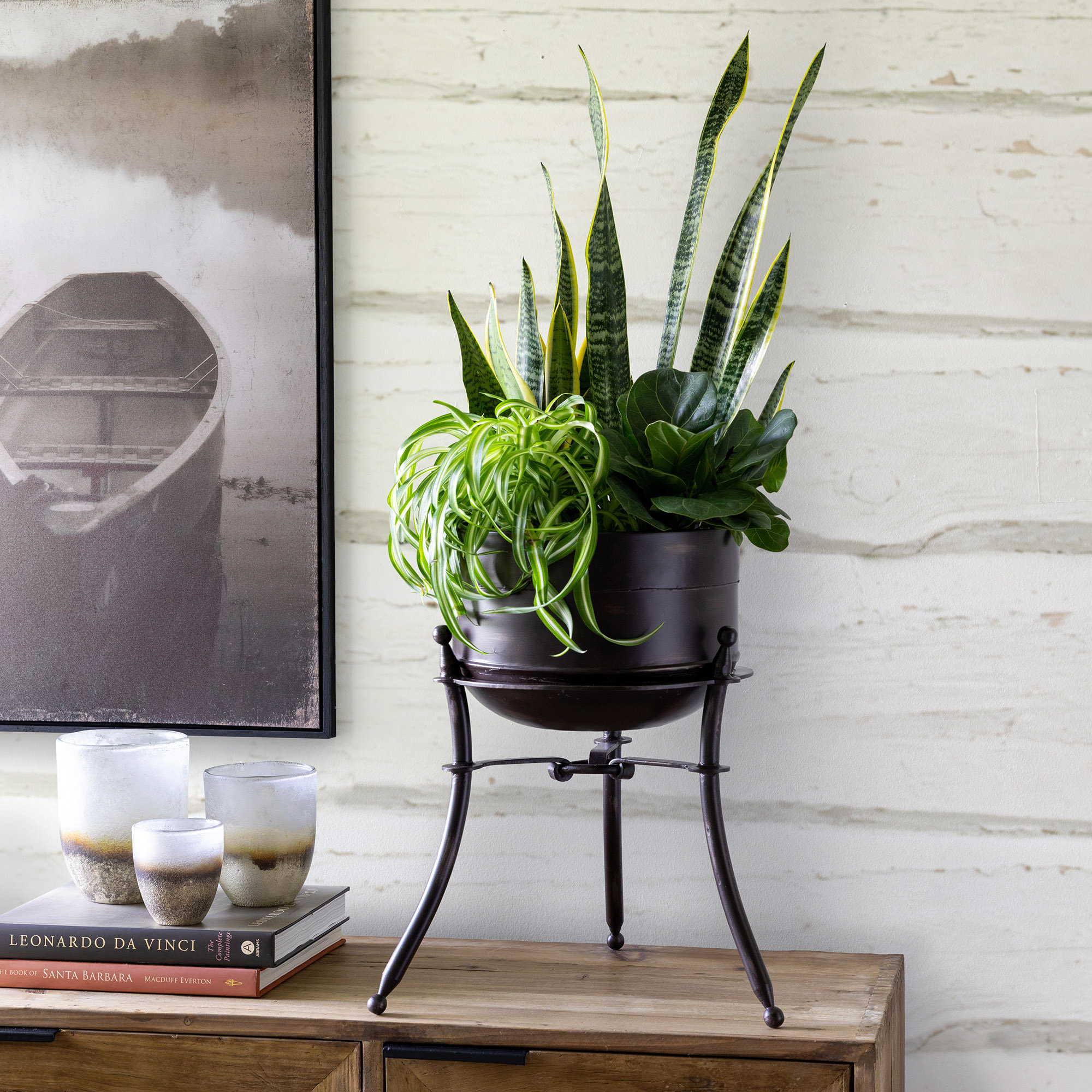 Park Hill Collection Portal Metal Stand and Pot Short | Wayfair