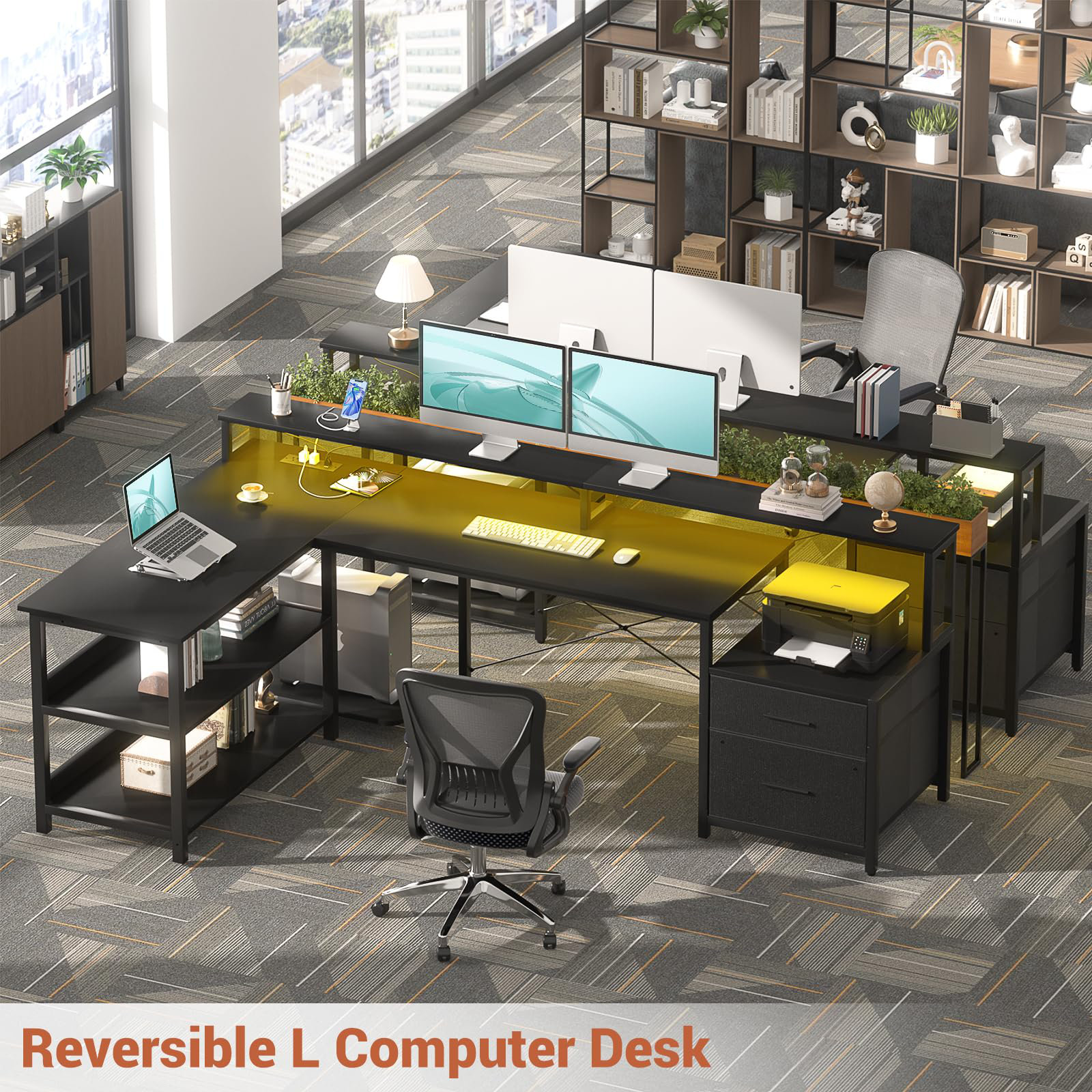 Wrought Studio Joinvil L-Shaped Computer Desk with Drawers & Reviews ...