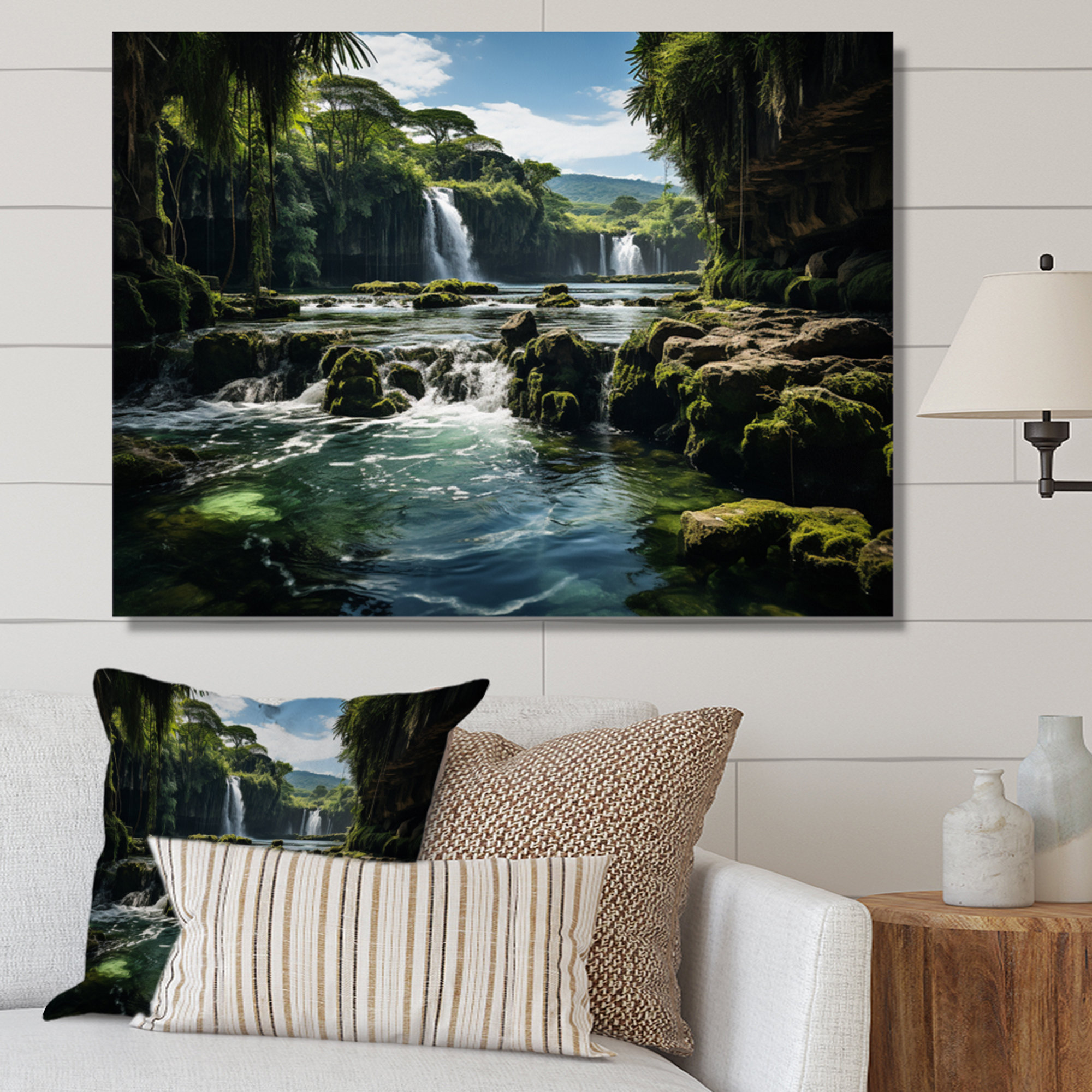 Millwood Pines Dominican Cascading Waterfalls Framed On Canvas Print ...