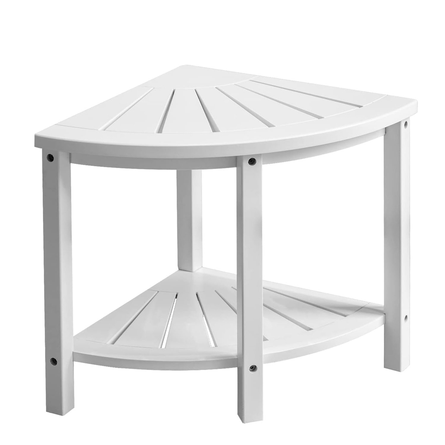 Ebern Designs Shower Corner Bamboo Bench with Shelf, Corner Seat Shower ...