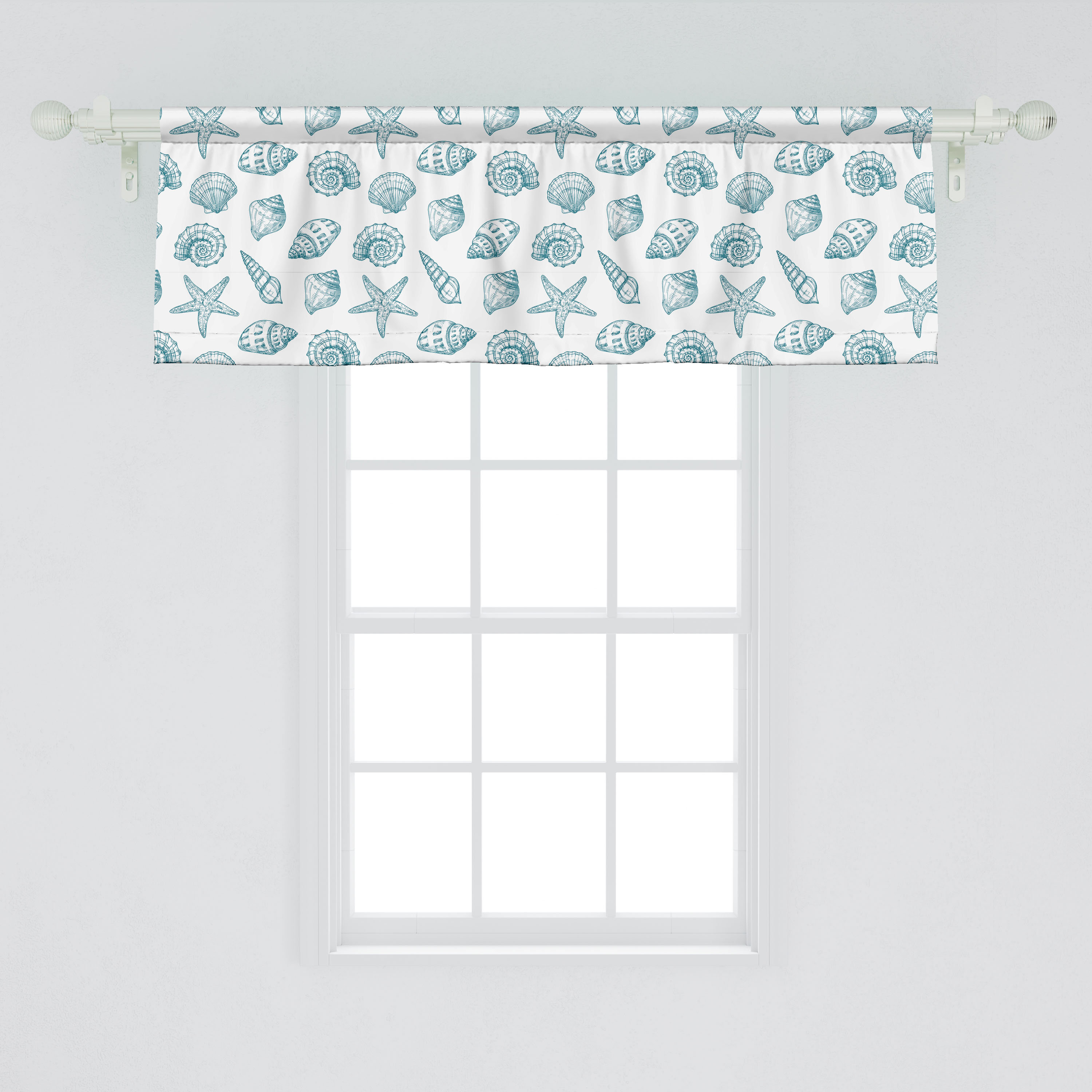 Ambesonne Ocean Valance Pack of 2 Beach Sea Shells Nautical Petrol Blue ...