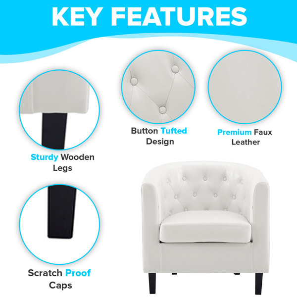 House of Hampton® Engelhardt Upholstered Barrel Chair, Tufted Accent ...