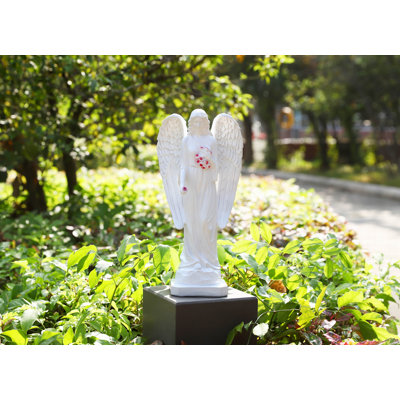 Trinx Solar Guardian Angel Outdoor Garden Statue with Spotlight | Wayfair
