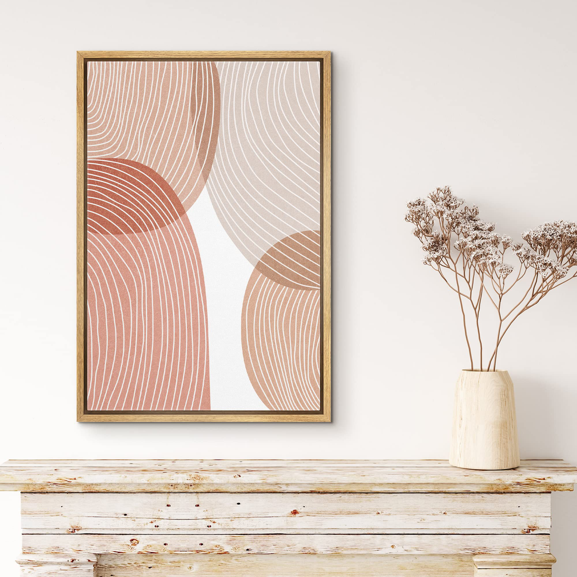 IDEA4WALL Geometric Line " Red Brown Nordic Circle Stripe Collage " on ...