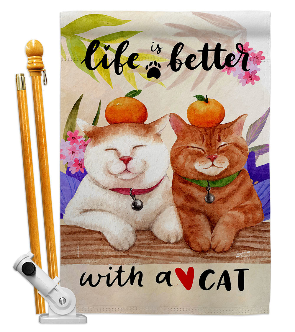 Angeleno Heritage Better With Cats House Flag Set Cat Animals 28 X40 ...