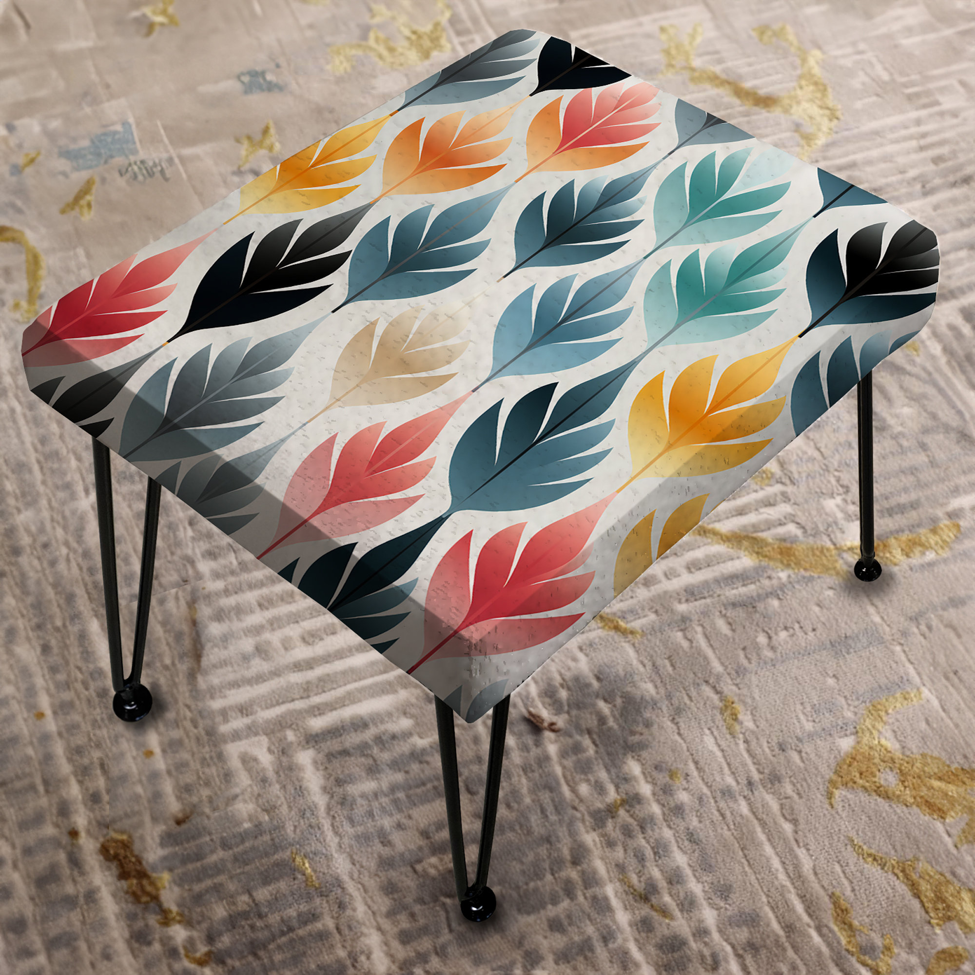 Design Art Botanical Scandinavian Shapes - Geometric Rectangle Ottoman ...