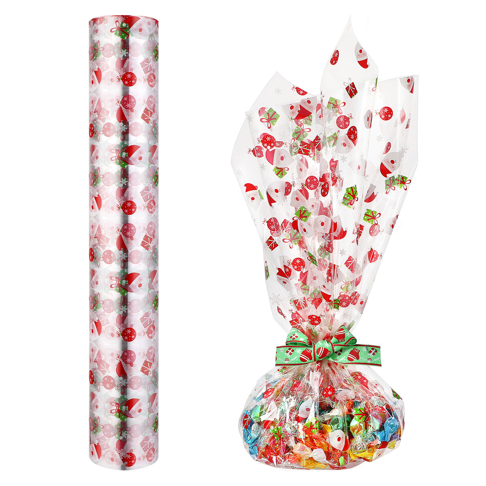 Homemaxs 100 Ft X 32 In Christmas Cellophane Wrap Roll Christmas ...