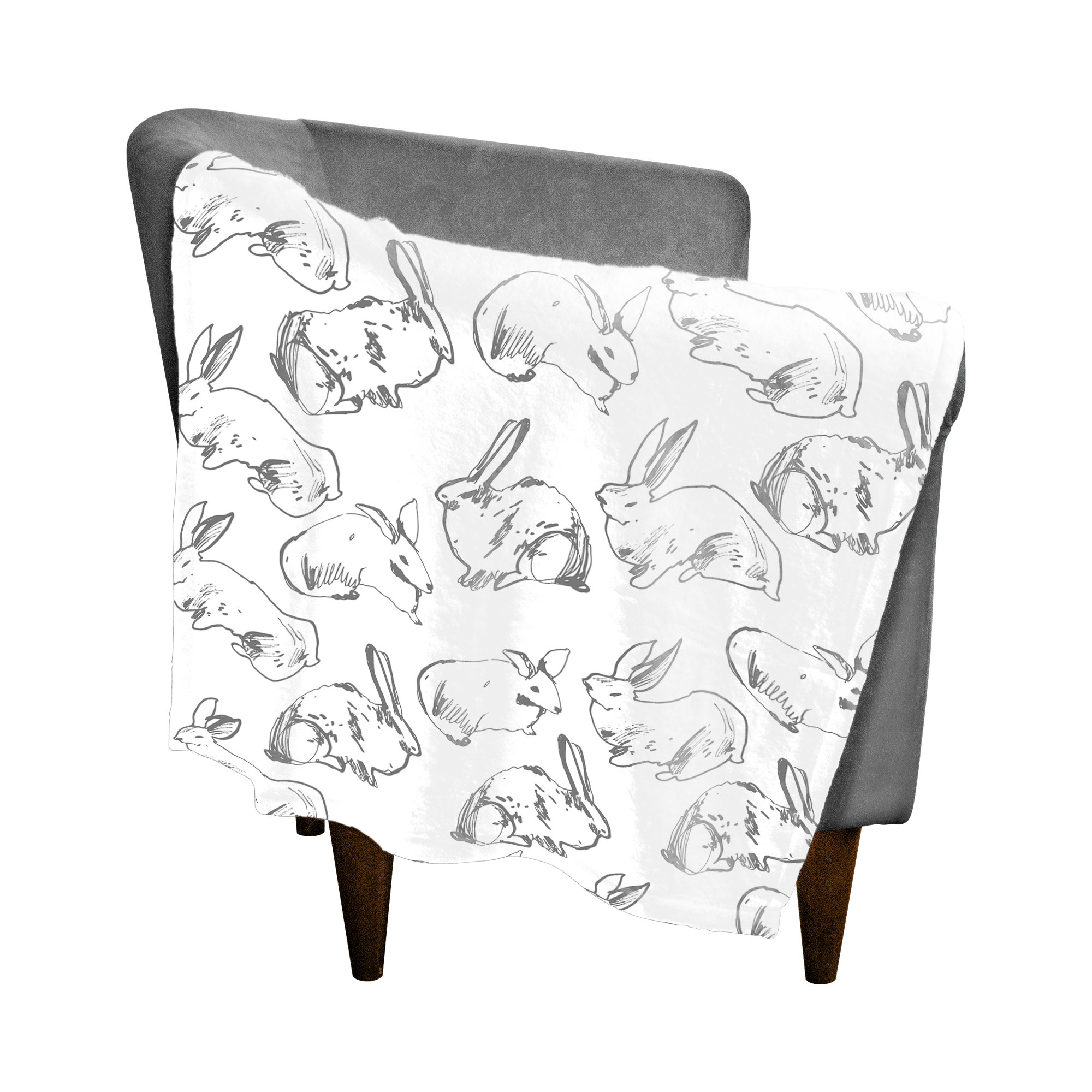 Designs Direct Creative Group Bunny Sketch Throw | Wayfair