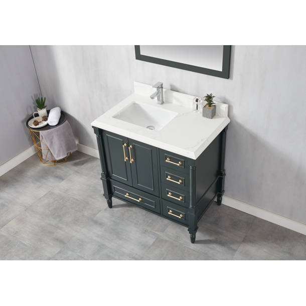 Mercer41 Flavell 30'' Single Bathroom Vanity with Quartz Top | Wayfair