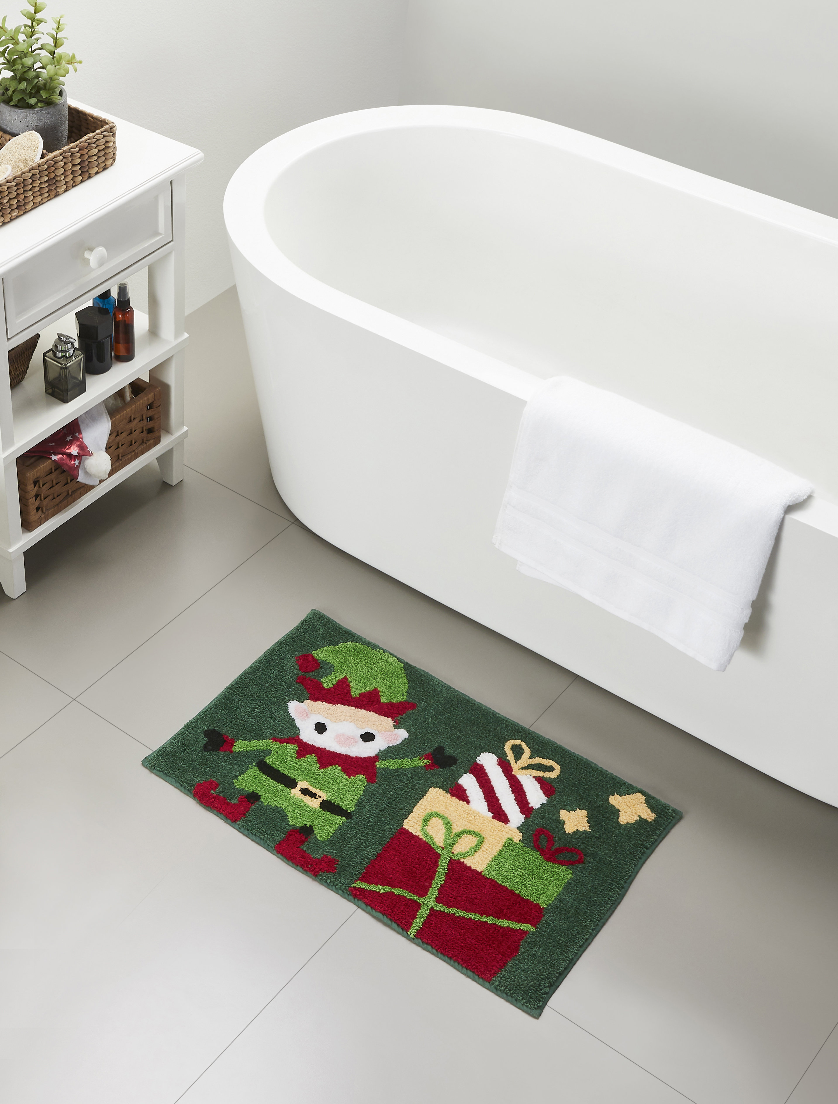 The Holiday Aisle® Christmas Elf Bath Rug 18" X 30" | Wayfair