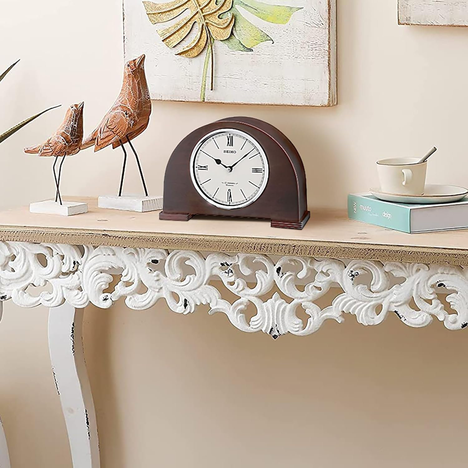 Co-t Debonair Musical Mantel Clock With 12 Melodies And Chimes, Brown ...