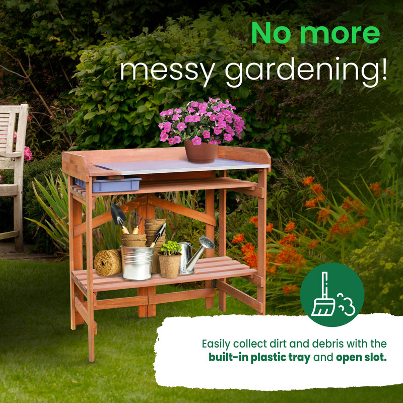 Arlmont & Co. Extra Large Folding Potting Bench with Soil Collection ...