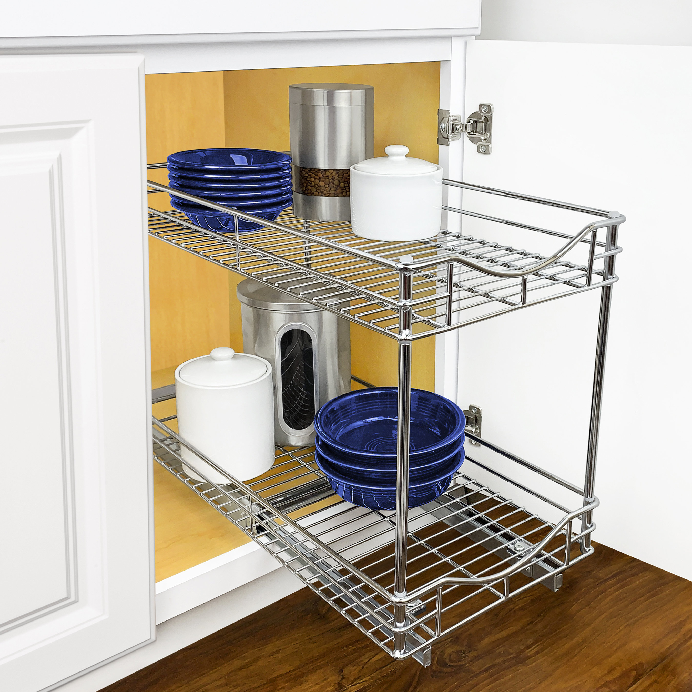 LYNK PROFESSIONAL Pull Out Cabinet Organizer (2 Tier) Slide Out Drawers ...