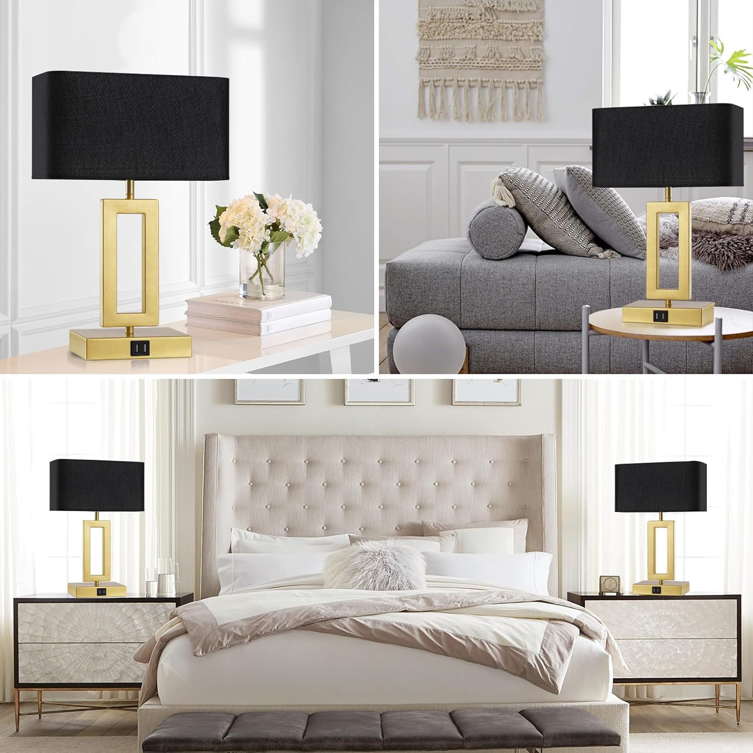 Mercer41 Table Lamps Set Of 2 With Dual USB Ports,3-Way Dimmable Touch ...