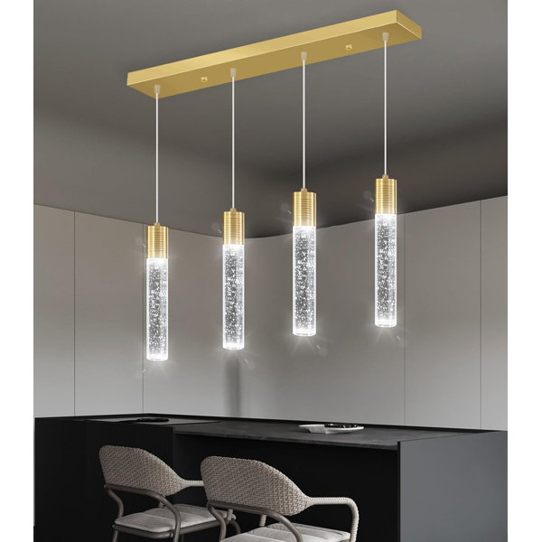 Mercer41 Modern Crystal Chandelier 4-Light Kitchen Island Pendant ...