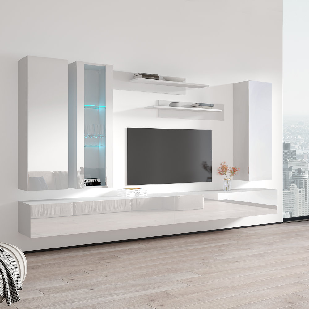 Orren Ellis Meuble audio-vidéo flottant pour téléviseur de 88 po ou ...