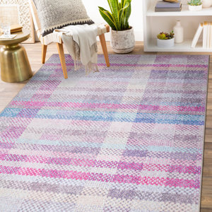 Gracie Oaks Plaid Flatweave Performance Multi Machine Washable Area Rug ...