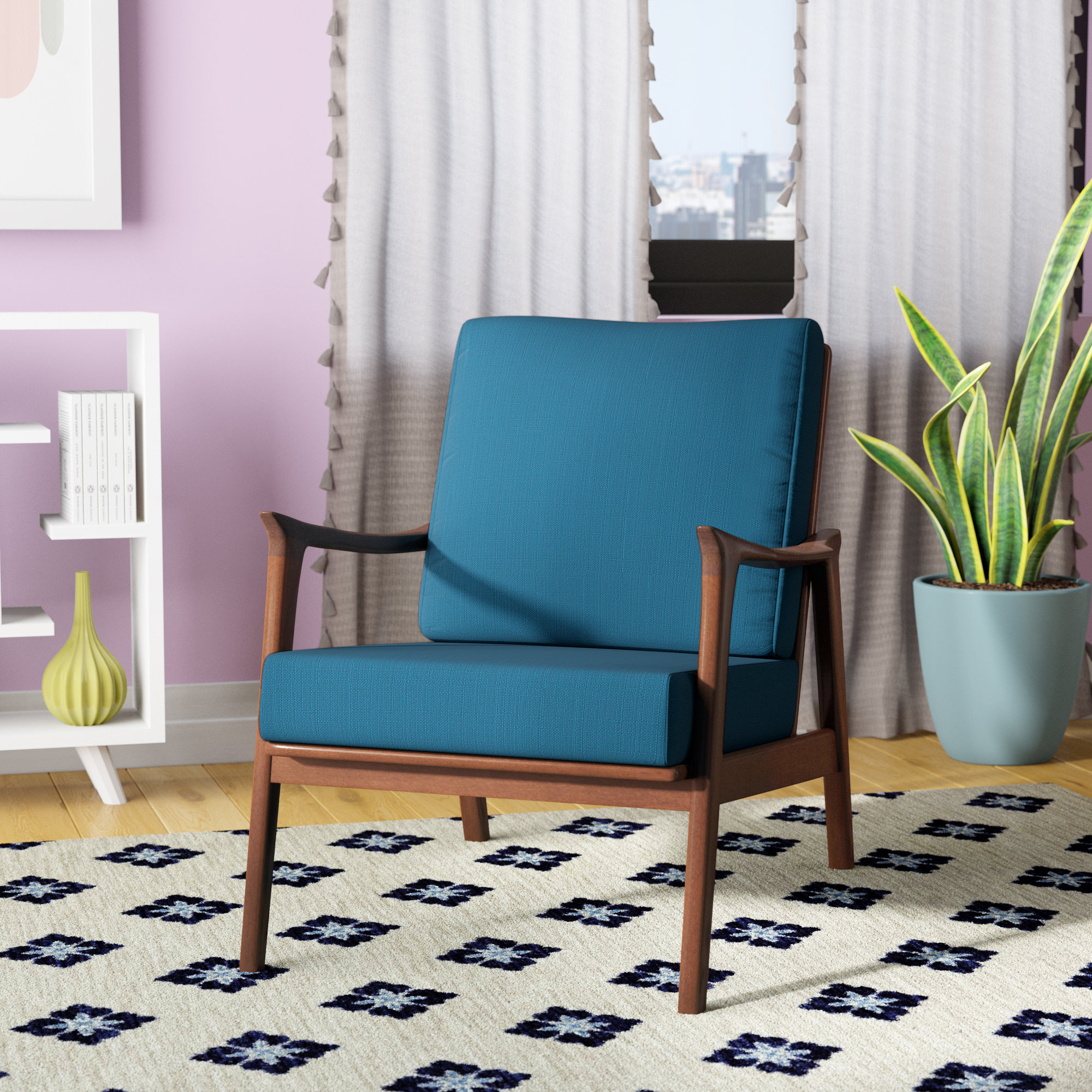 Wade Logan® Carmen Arm Chair, Walnut Frame & Reviews | Wayfair