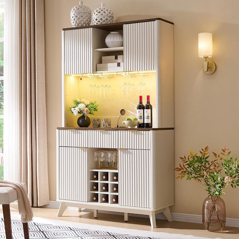 Ivy Bronx 72" Tall Office Storage Cabinets with LED Lights and 10 Tier ...