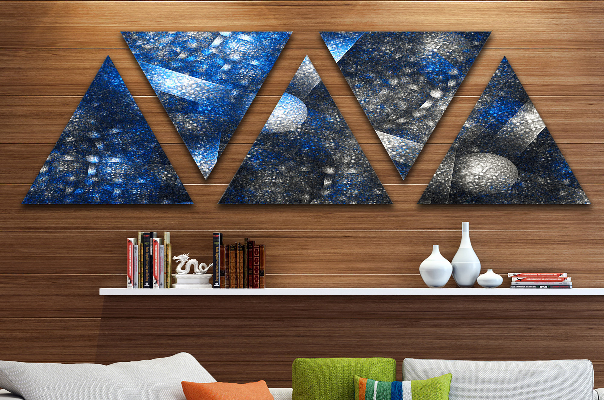 East Urban Home 'Crystal Cell Dark Blue Steel Texture' Graphic Art ...