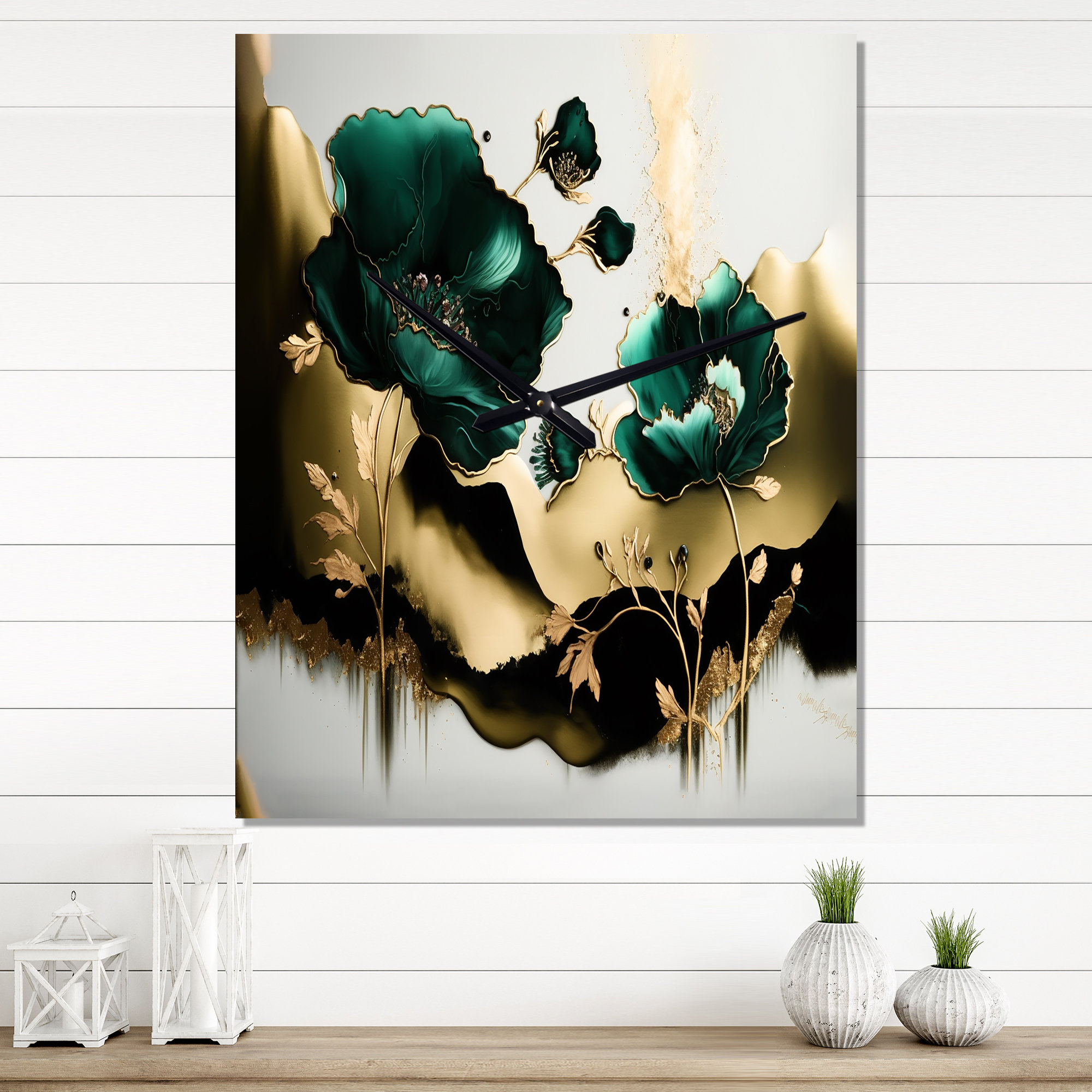 East Urban Home Gold And Green Poppy Floral Euphoria II - Floral Poppy ...