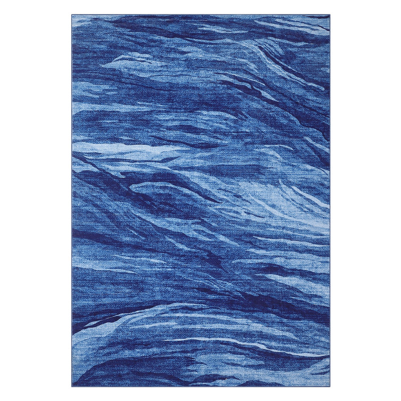 Wrought Studio Abstract Machine Washable Rug with Rubber Backing for ...