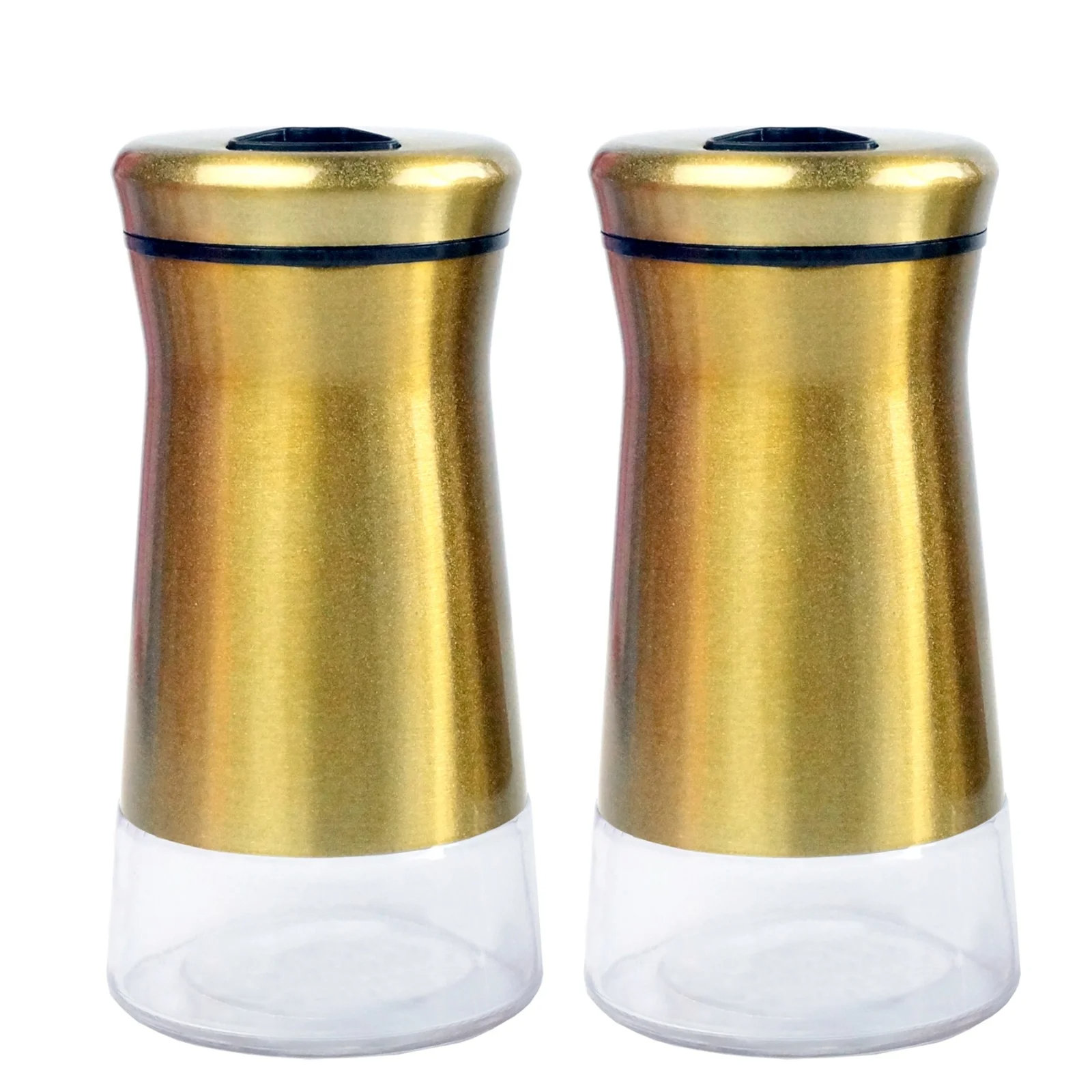 Tablecraftess Salt & Pepper Shakers Stainless Steel Cover Glass Bottom ...