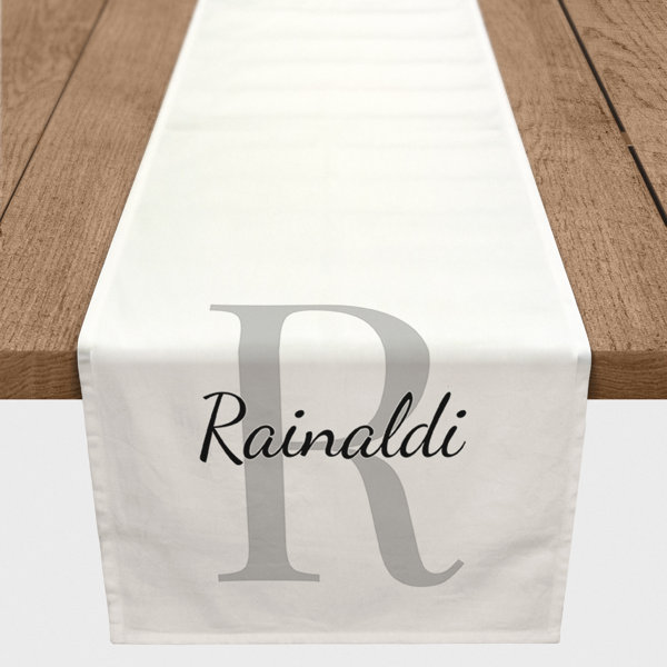 Trinx Monogram White Gray Name Table Runner | Wayfair