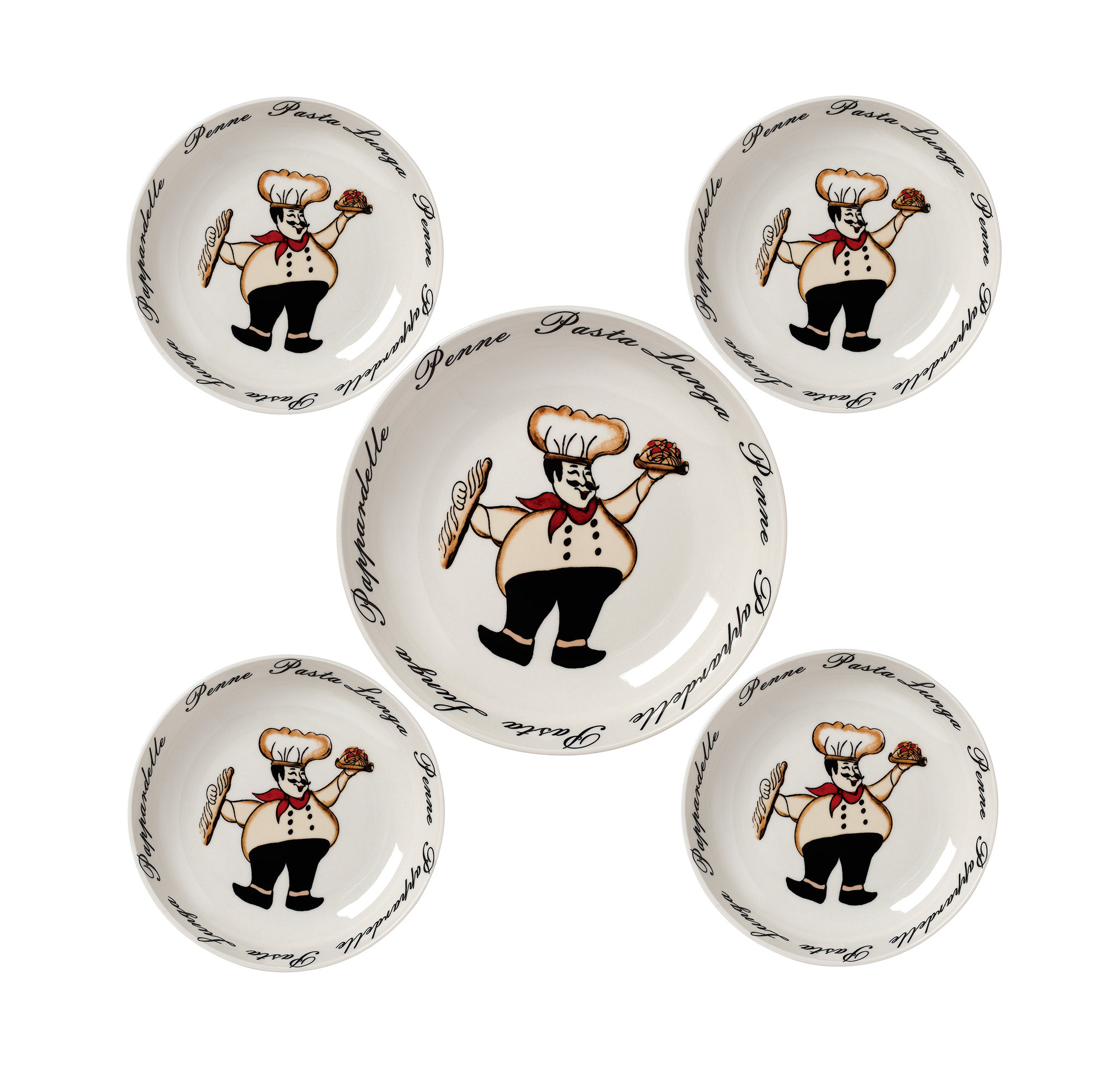 Lorren Home Trends Chef 5 Piece Porcelain Pasta Set By Lorren Home ...