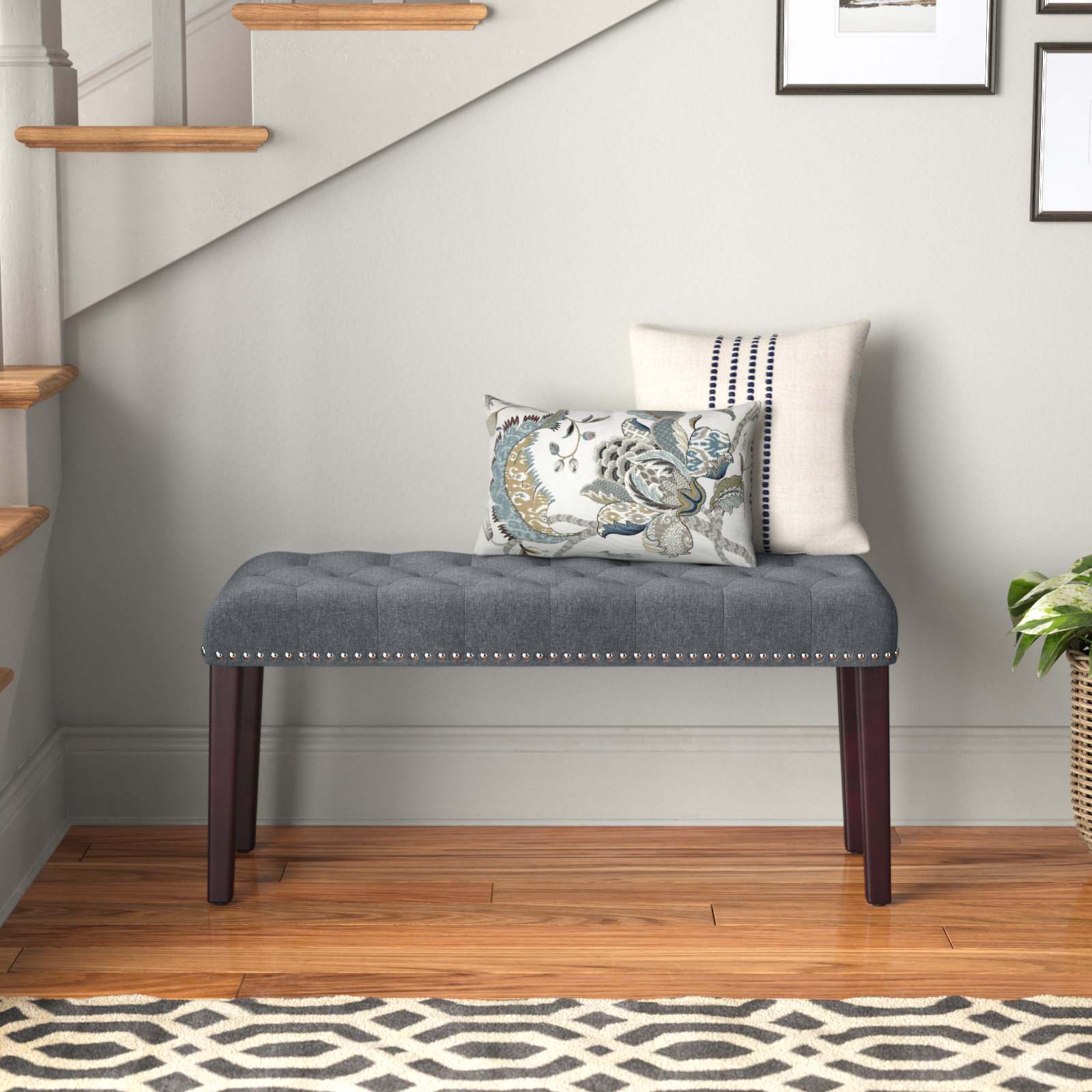 Andover Mills Iolanthe Polyester Upholstered Bench Entryway Bench ...