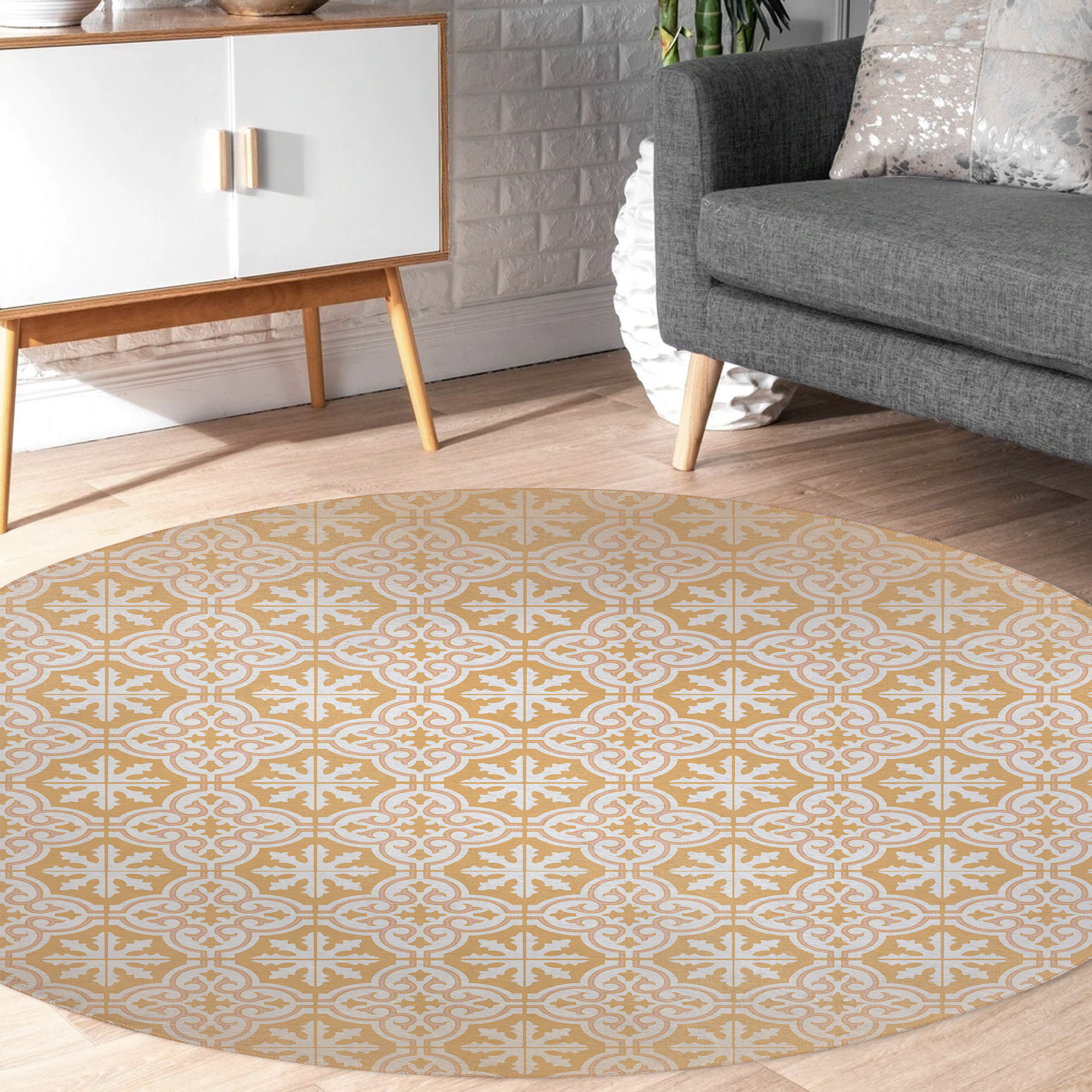 Canora Grey Gulara Geometric Machine Woven Polyester Area Rug in Orange ...