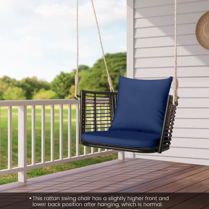 Arlmont & Co. Patio Hanging Rattan Basket Chair Swing Hammock Chair ...