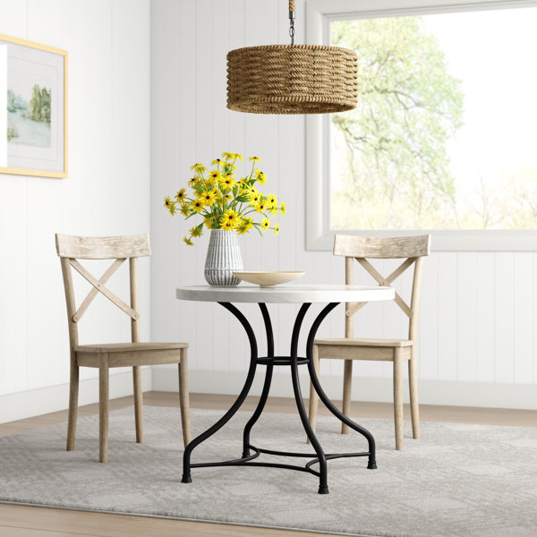 Sand & Stable Amelia Round Faux Marble Top Metal Base Dining Table ...