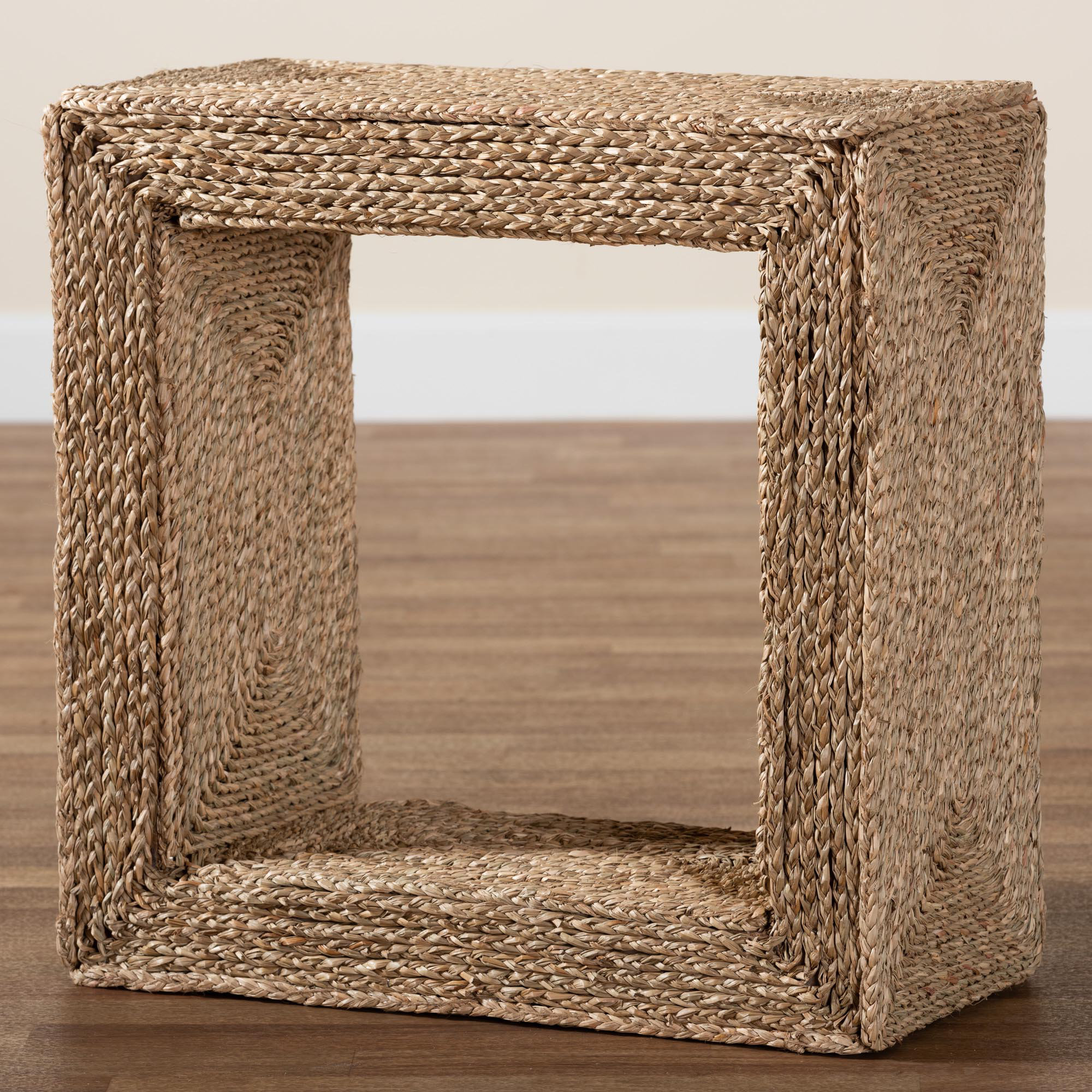 Highland Dunes Aailyah Seagrass Floor Shelf End Table | Wayfair