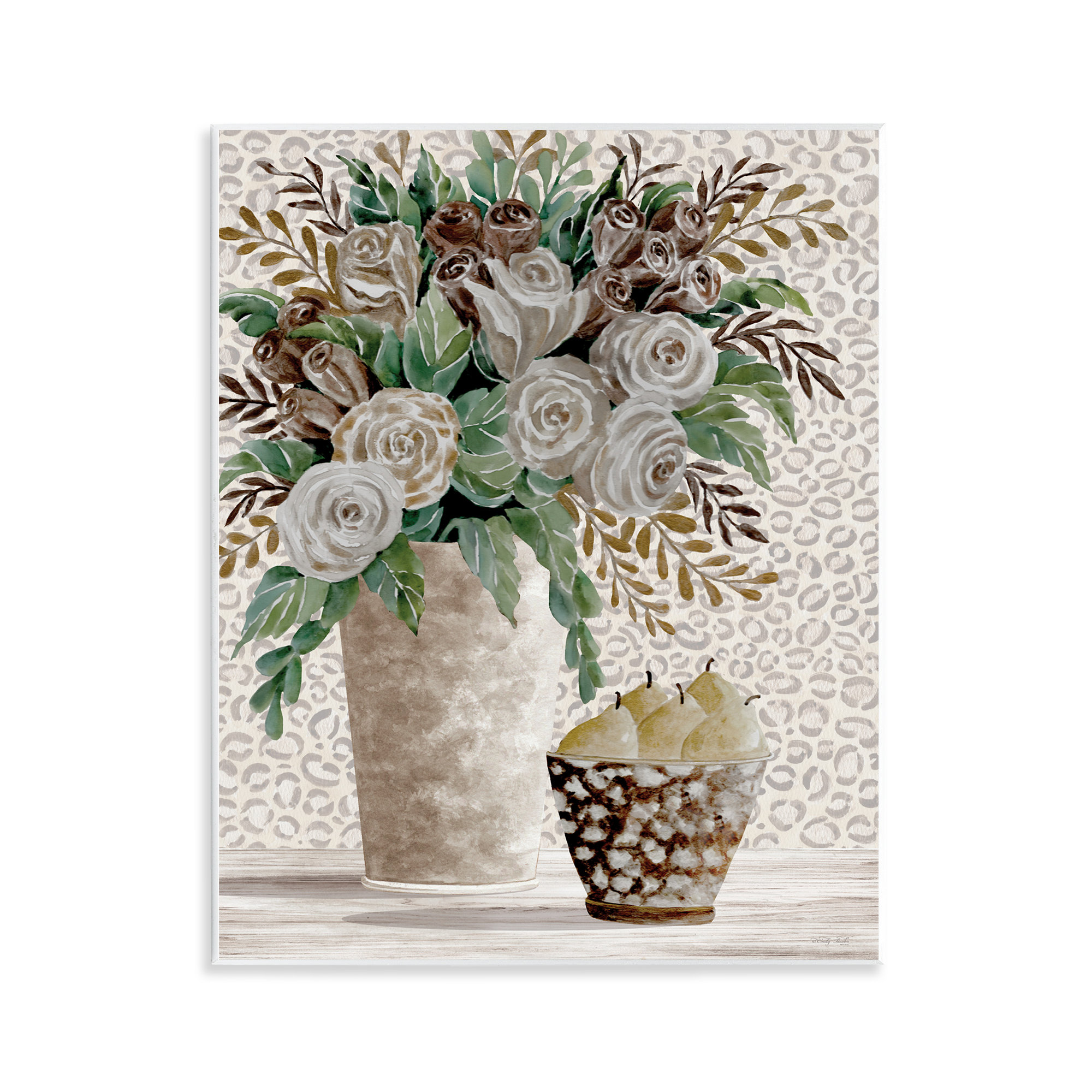 Ebern Designs Bouquet on Leopard Pattern Wall Plaque, design by Cindy ...