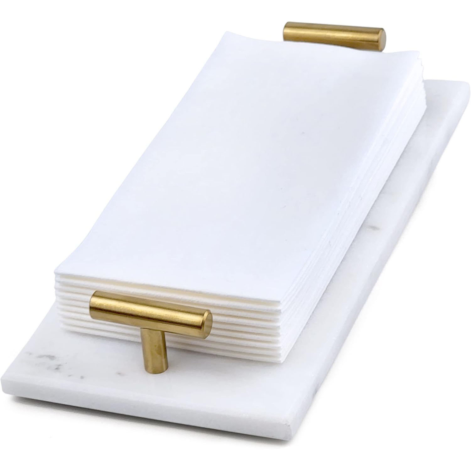 Hokku Designs Guest Towel Holder Tray for Bathroom - White Marble-Tray ...