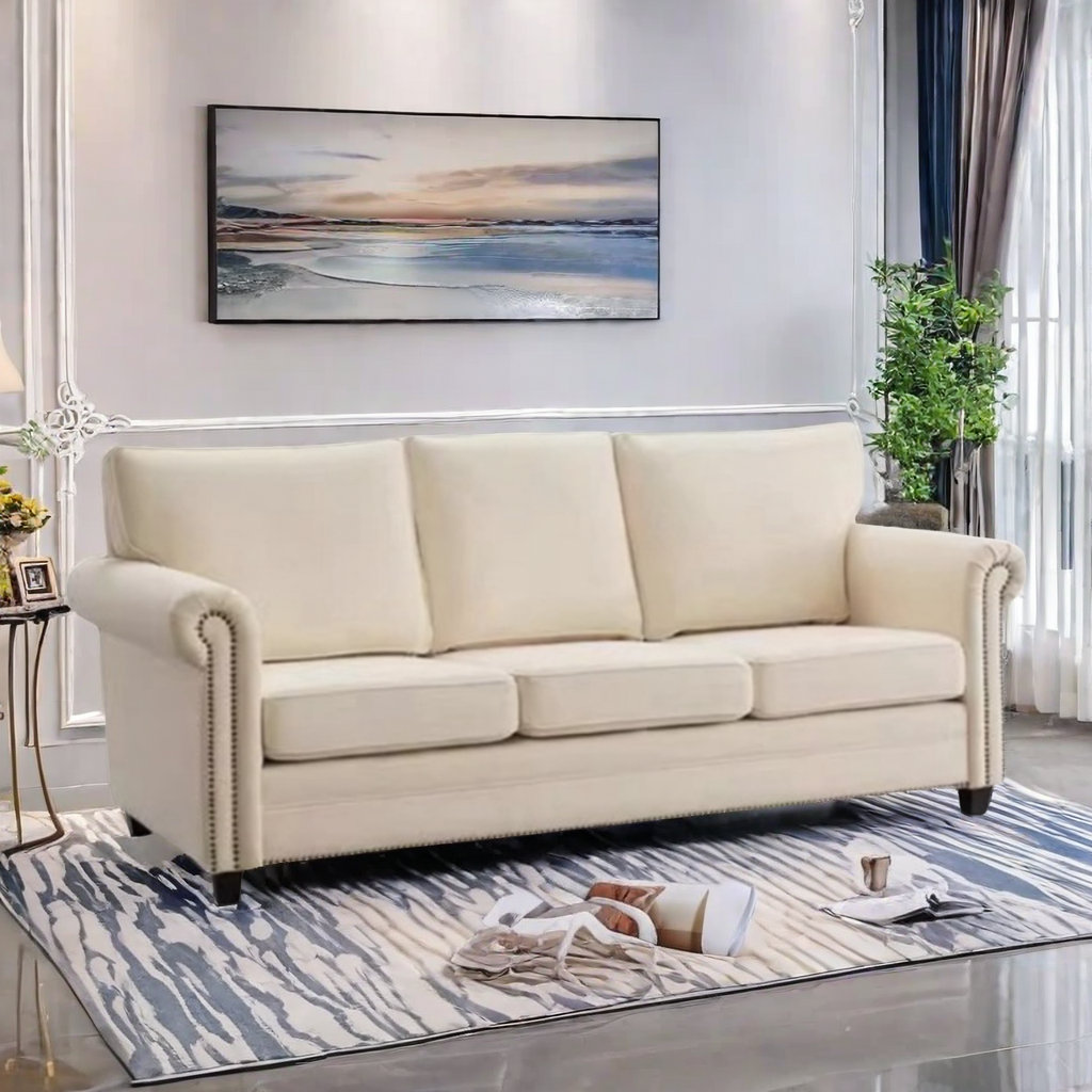 Lifton Light Luxury American Living Room Beige Sofa 82.68 | Wayfair