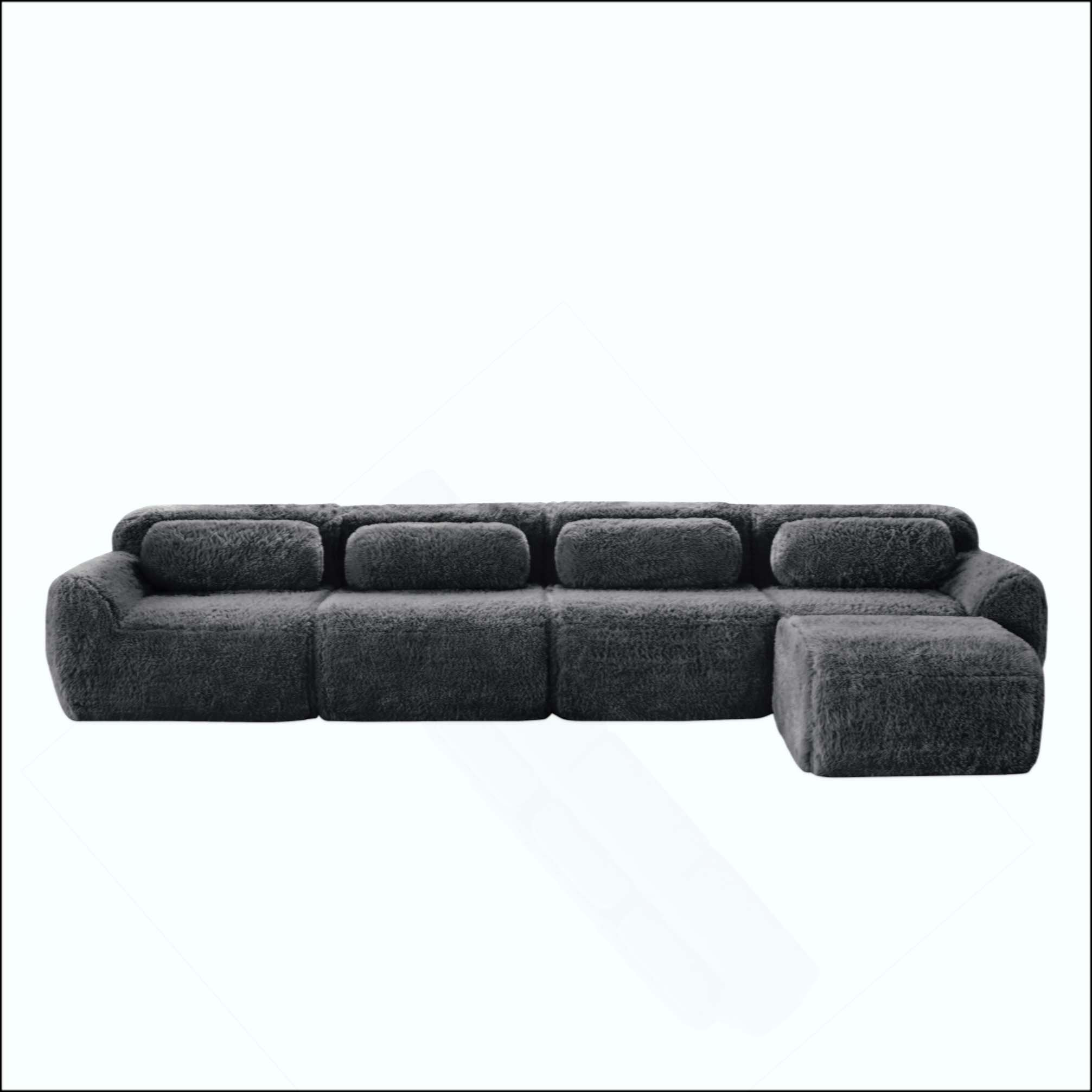 Latitude Run® L-Shaped Soft And Fluffy Plush Fabric,Modular Sectional ...