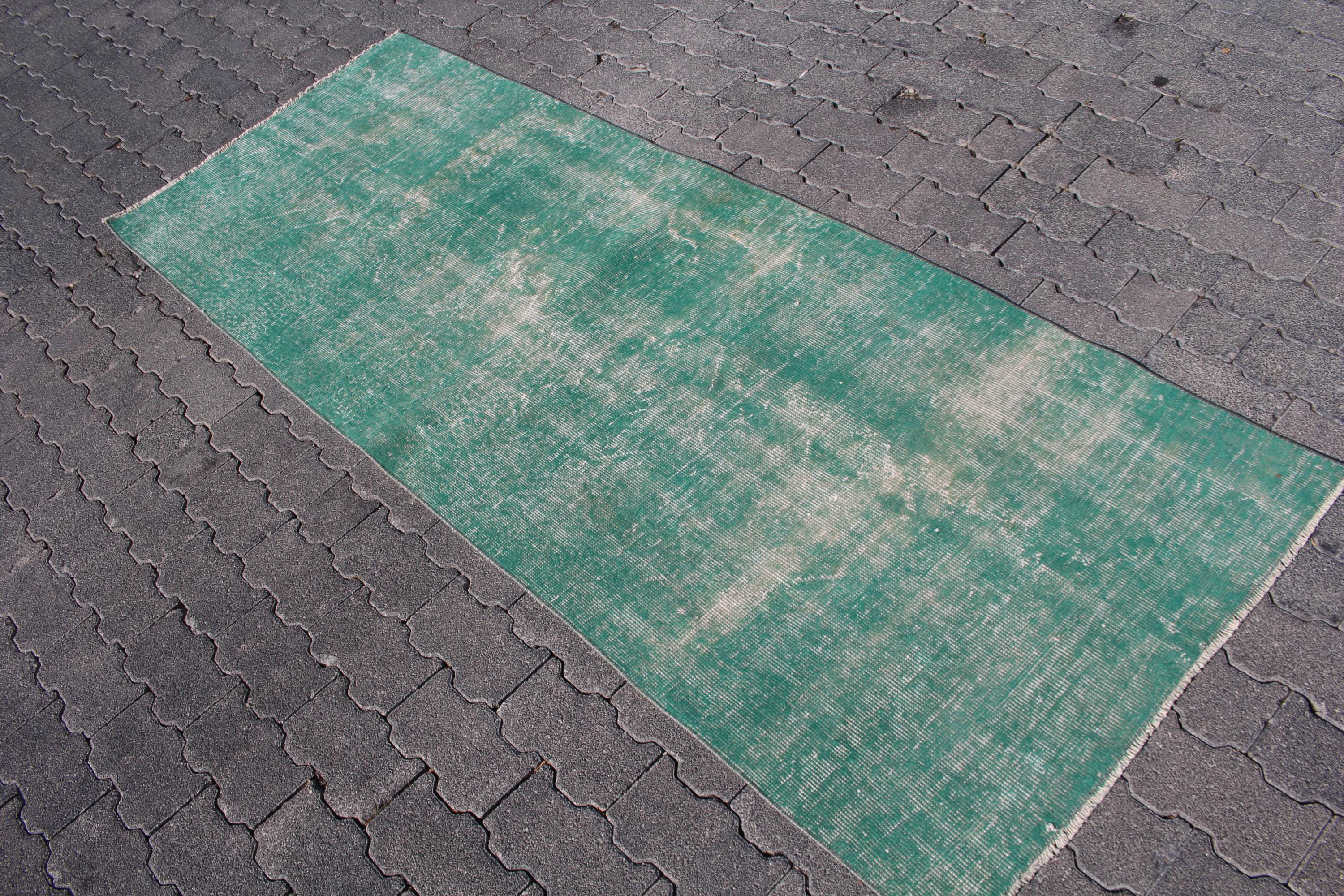 Bungalow Rose Vintage Handwoven Green Turkish Oushak Wool Rug Runner ...