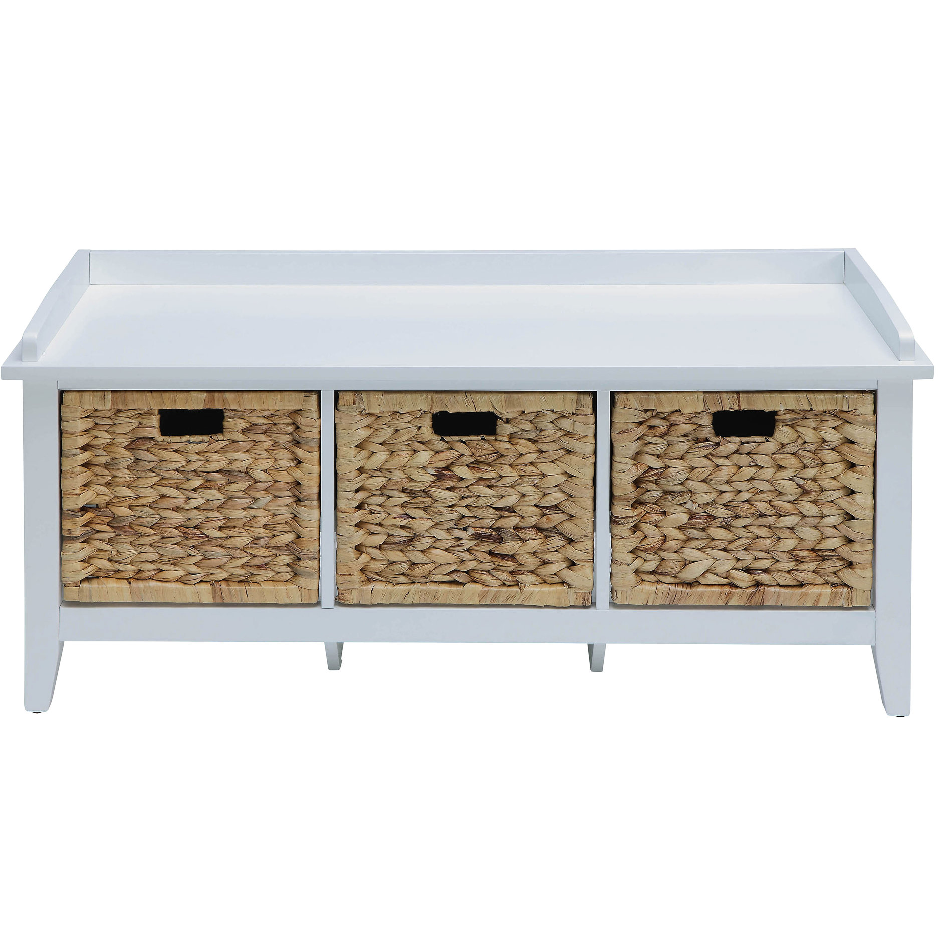 Dakota Fields Low-Profile Beige Bench With 3 Basket Storage Solutions ...